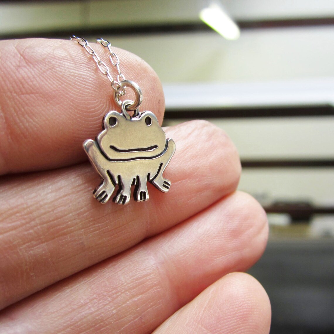 Sterling Frog Charm Necklace Silver Silver Frog Pendant on | Etsy