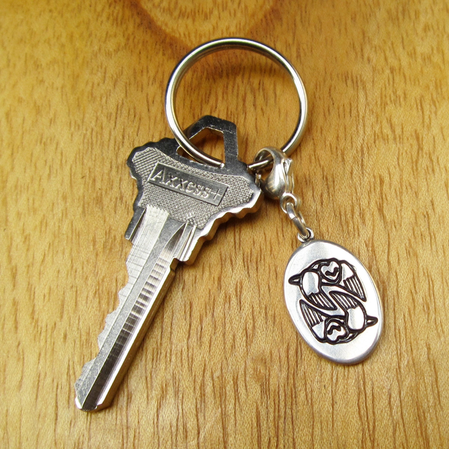 Sterling Silver Barn Owl Keychain Silver Owl Keyring Bird - Etsy