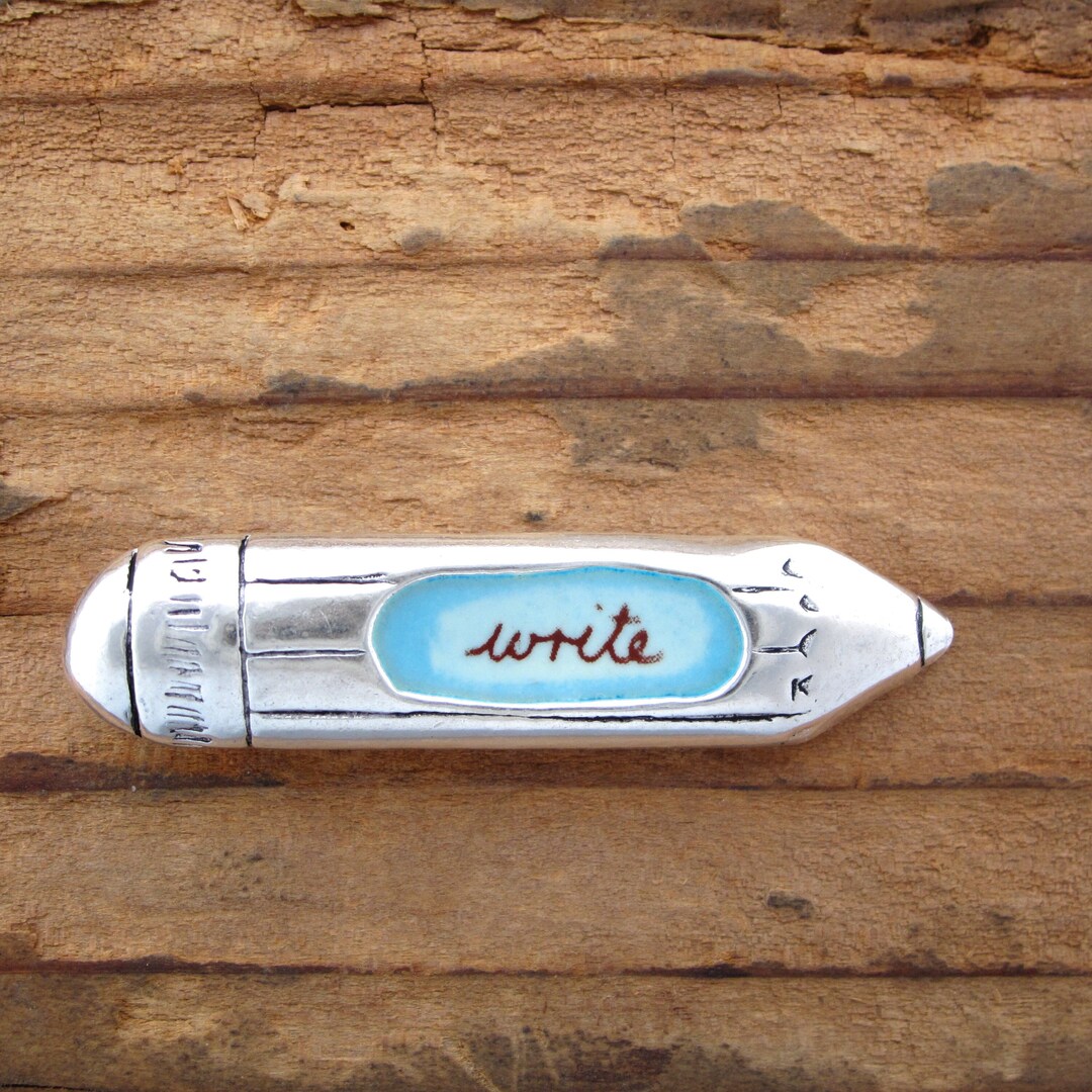 WRITE Necklace Enamel and Sterling Silver Pencil Necklace Gift for ...