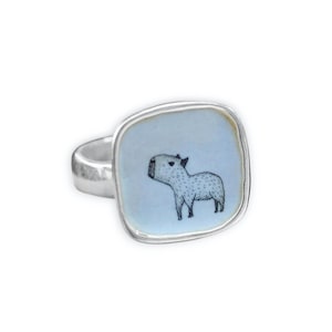 Sterling Silver Capybara Ring With Kiln Fired Vitreous Enamel ...