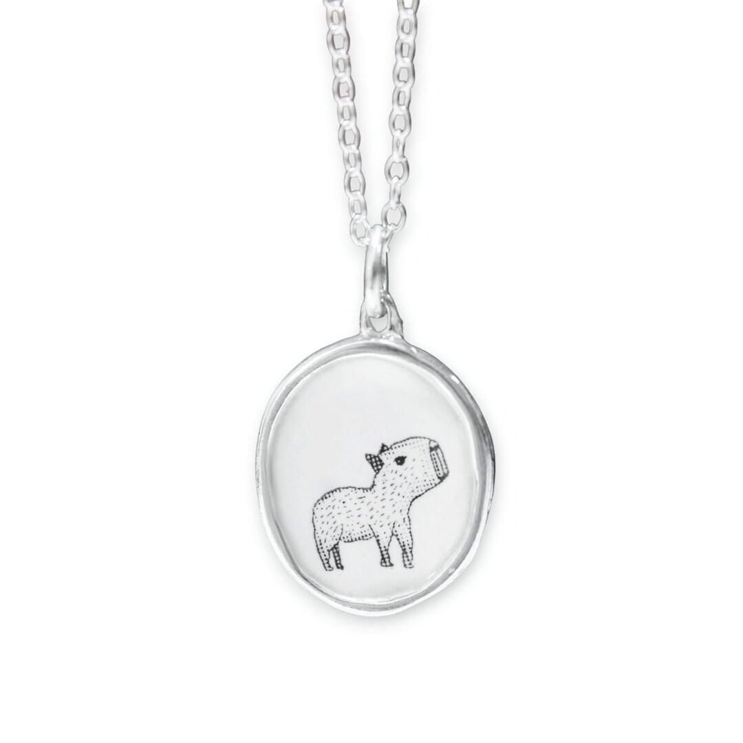 Capybara Necklace - Pendant on Adjustable Chain Made With Sterling ...