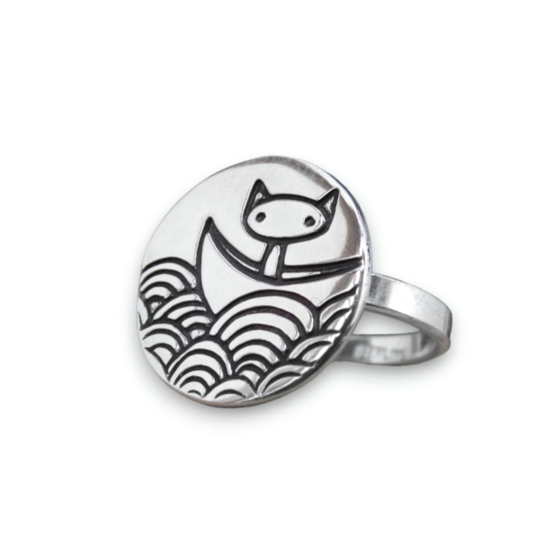 Sterling Silver Boat Cat Ring - Handmade Sailing Jewelry - Etsy