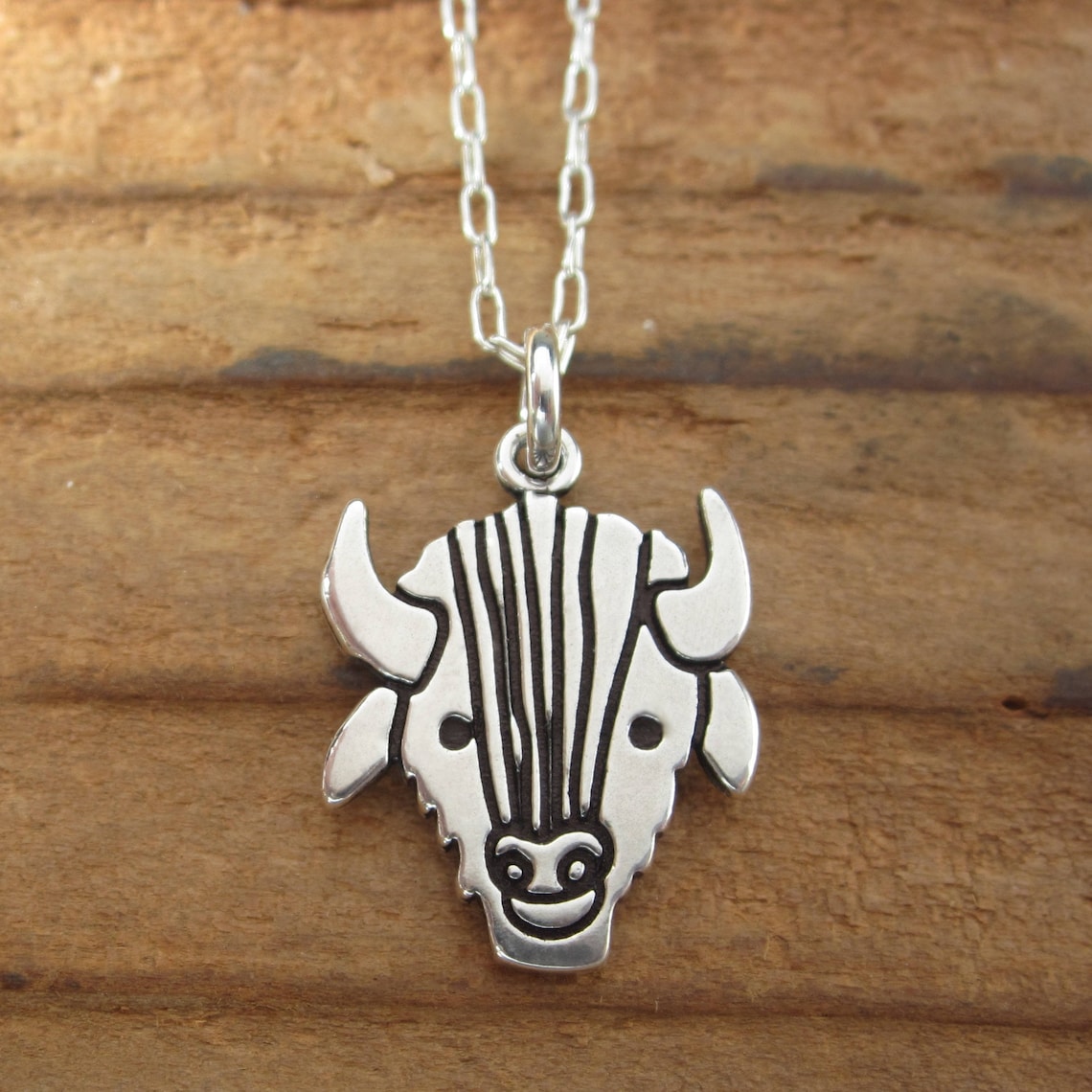 Sterling Silver Buffalo Necklace Cute Bison Pendant - Etsy