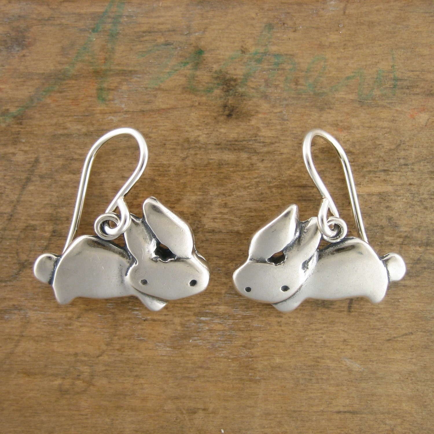 Love Bunny Earrings Sterling Silver Rabbit Earrings - Etsy