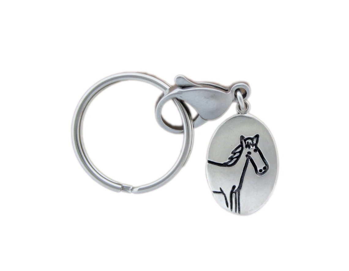 Sterling Silver Horse Keychain Silver Pony Keyring | Etsy