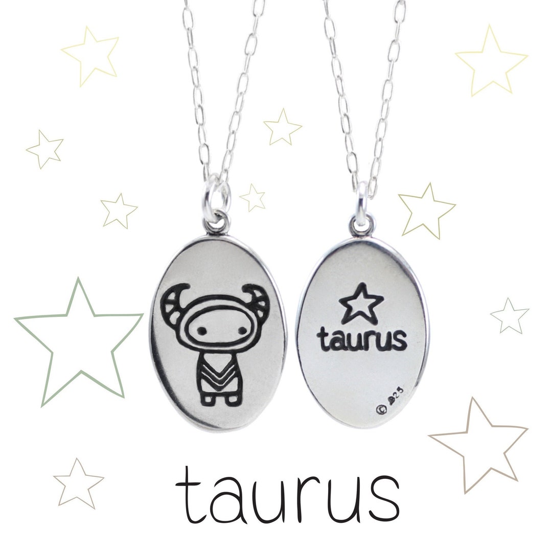 Super Cute Taurus Necklace - Sterling Silver Zodiac Charm - Taurus ...