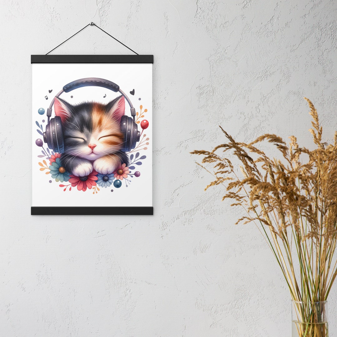 Poster With Hangers Cat Posters Gift for Pet Lover House Warming ...