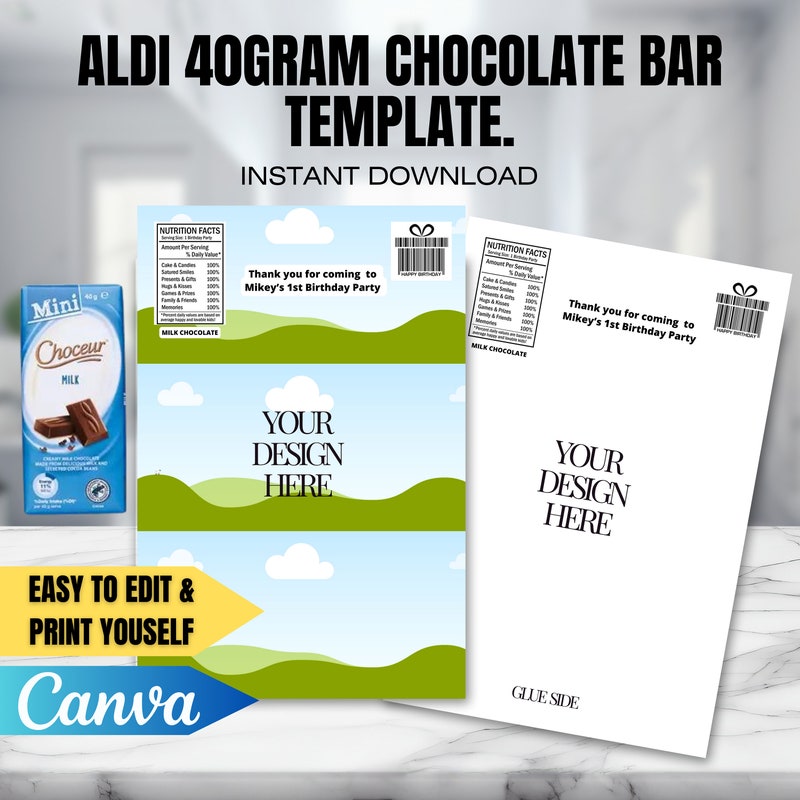 Aldi Chocolate Wrapper Template - Etsy Australia