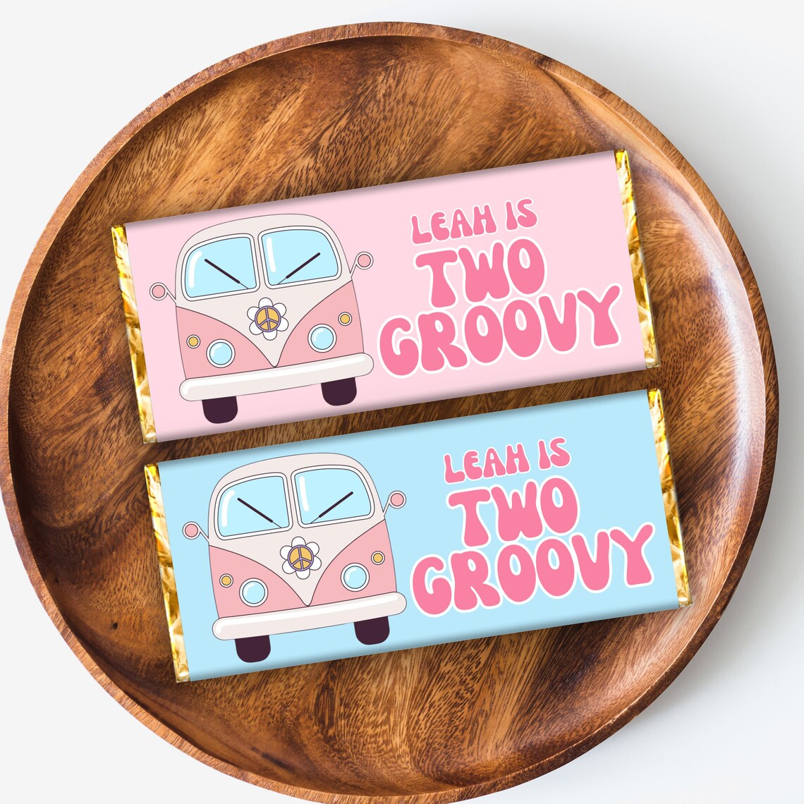 CANVA Two Groovy Chocolate Bar Wrapper TEMPLATE 2, 40g Aldi Chocolate ...