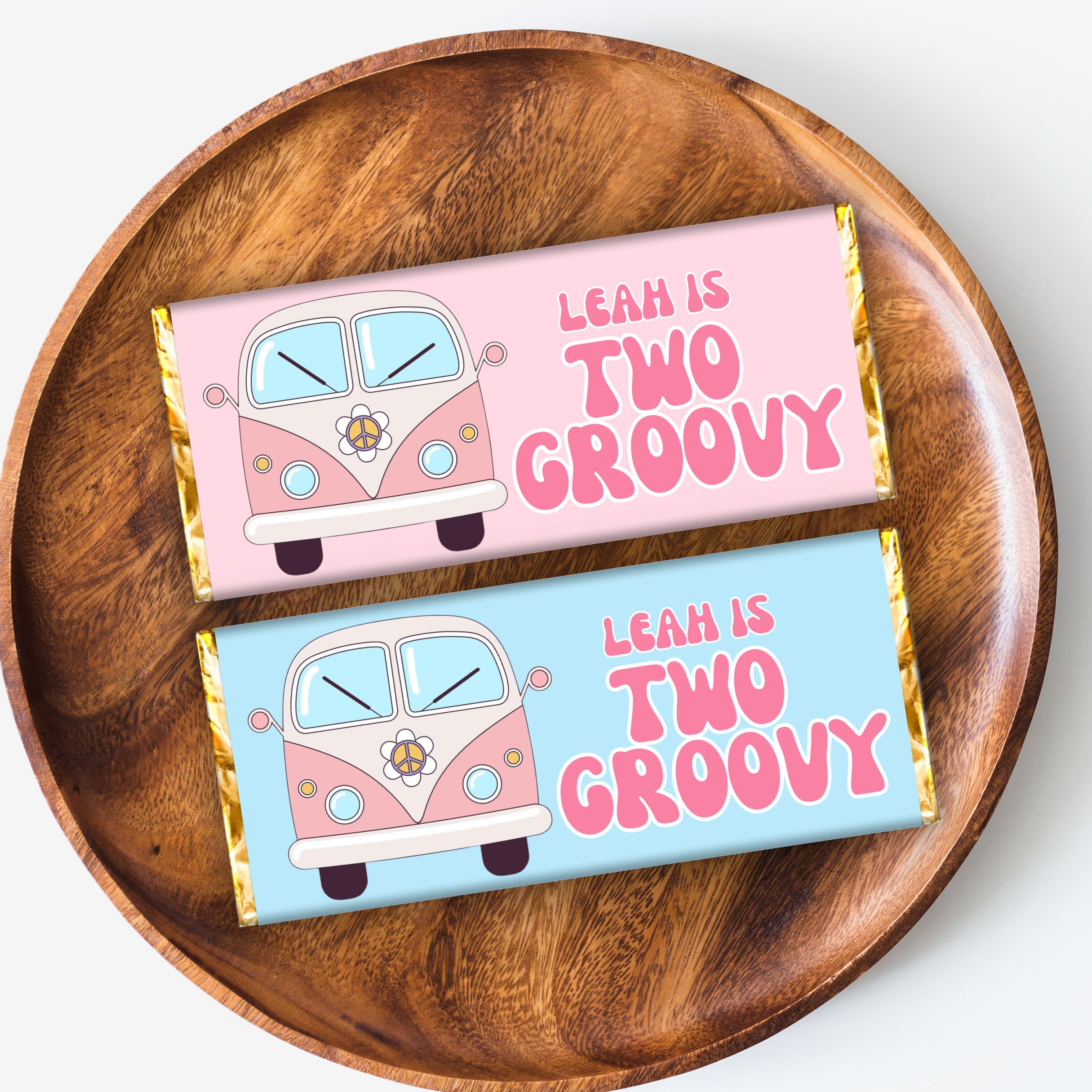 CANVA Two Groovy Chocolate Bar Wrapper TEMPLATE 2, 40g Aldi Chocolate ...