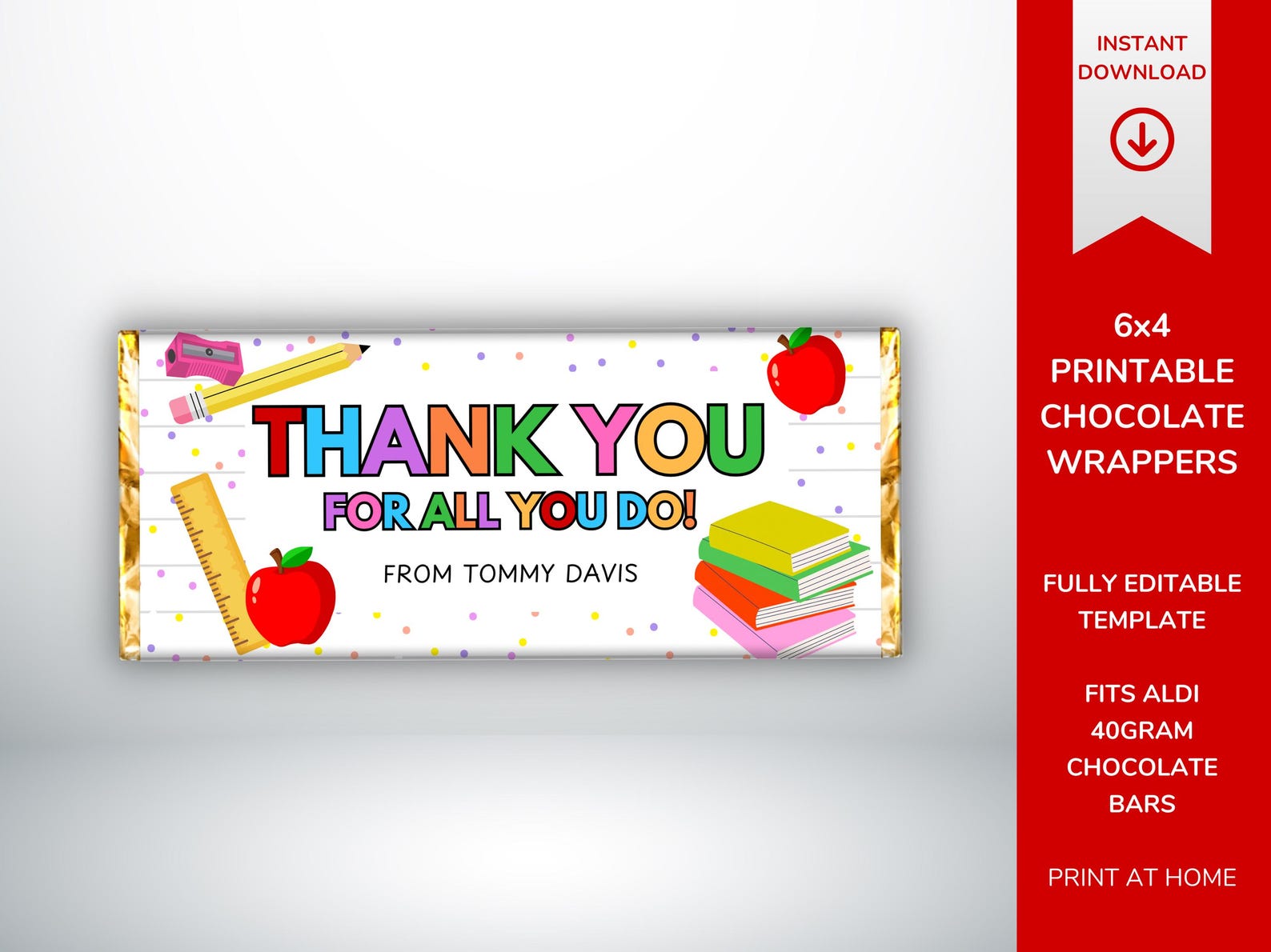 CANVA Teacher Appreciation Chocolate Wrapper Template, Teachers Gift ...