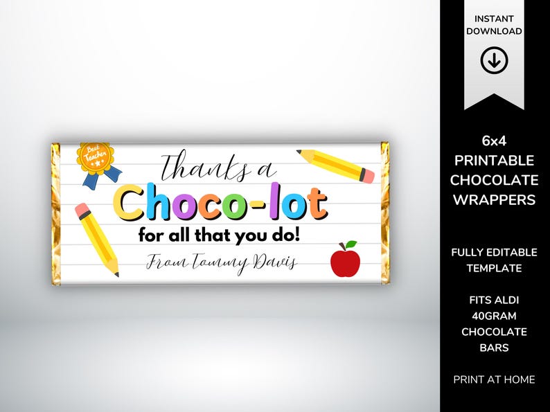 CANVA Teacher Appreciation Chocolate Wrapper Template, Teachers Gift ...
