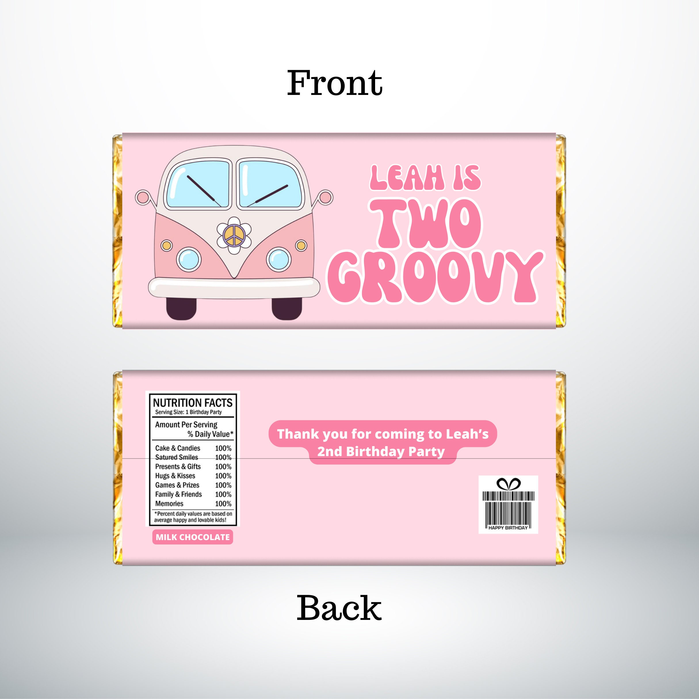 CANVA Two Groovy Chocolate Bar Wrapper TEMPLATE 2, 40g Aldi Chocolate ...