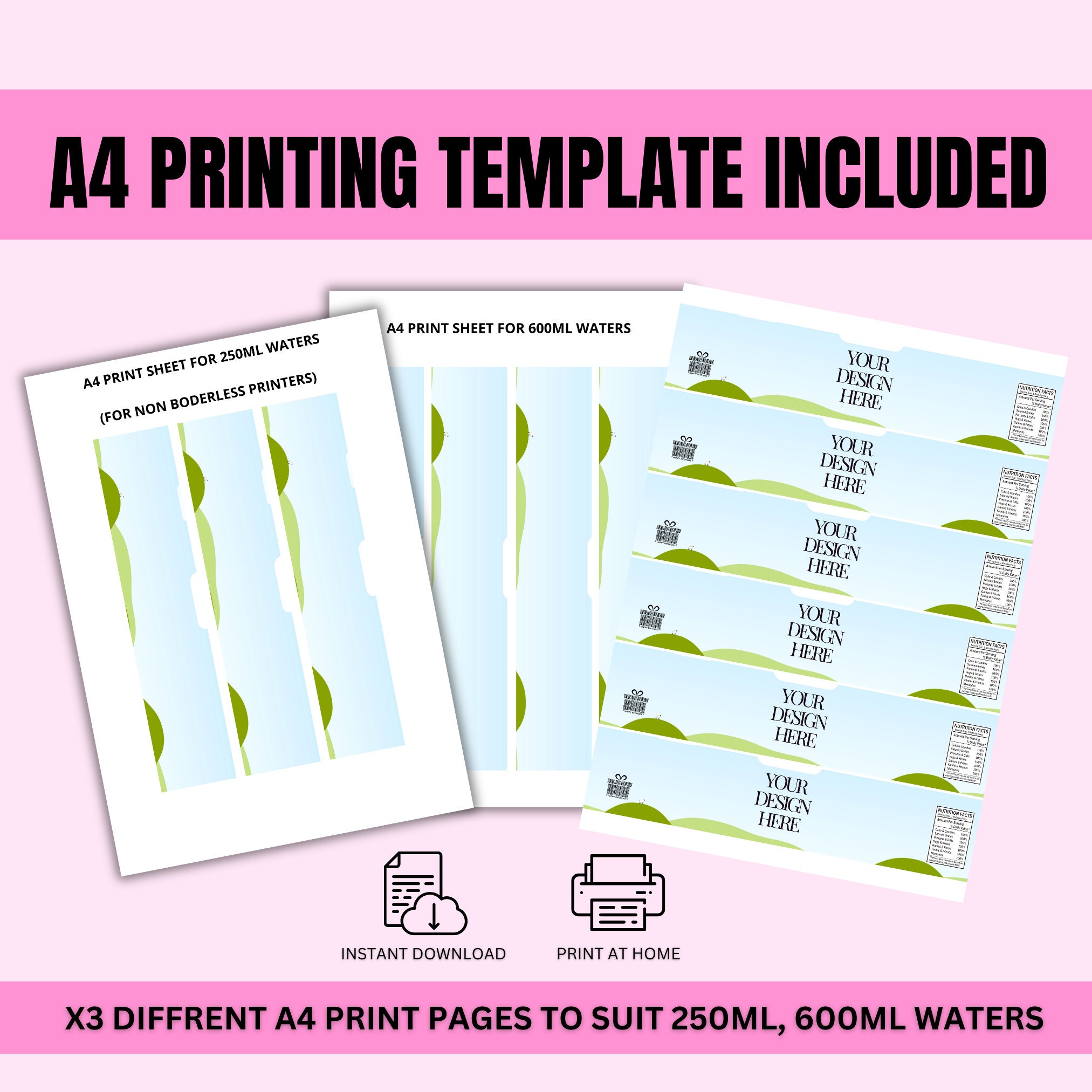 CANVA Water Bottle Label Template. Editable Label Template. Drink Label ...