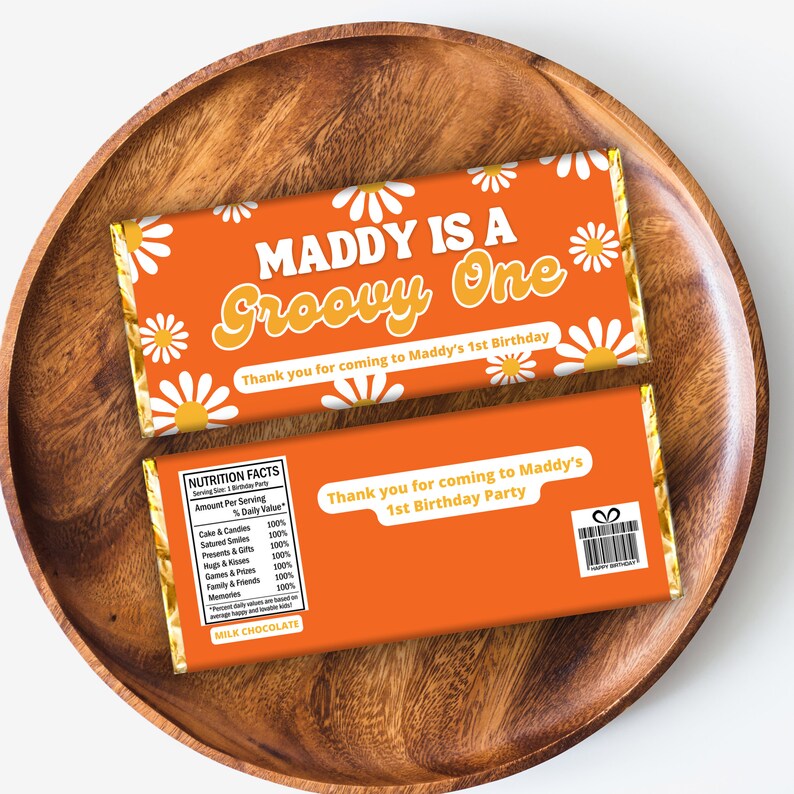 CANVA Groovy One Chocolate Bar Wrapper TEMPLATE, 40g Aldi Chocolate ...