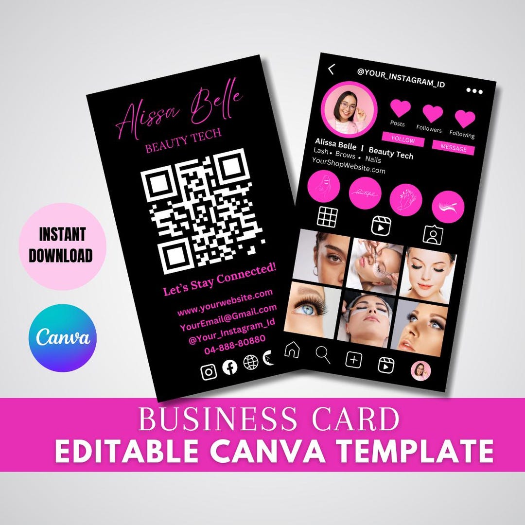 Instagram Business Card Template, Instant Download, DIY Canva Editable ...