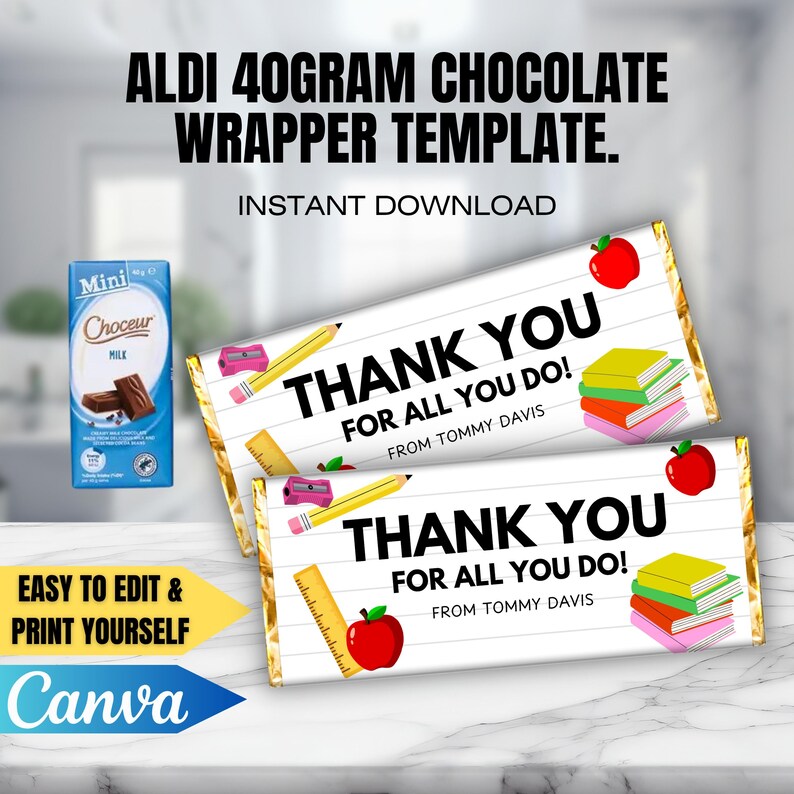 CANVA Teacher Appreciation Chocolate Wrapper Template, Teachers Gift ...