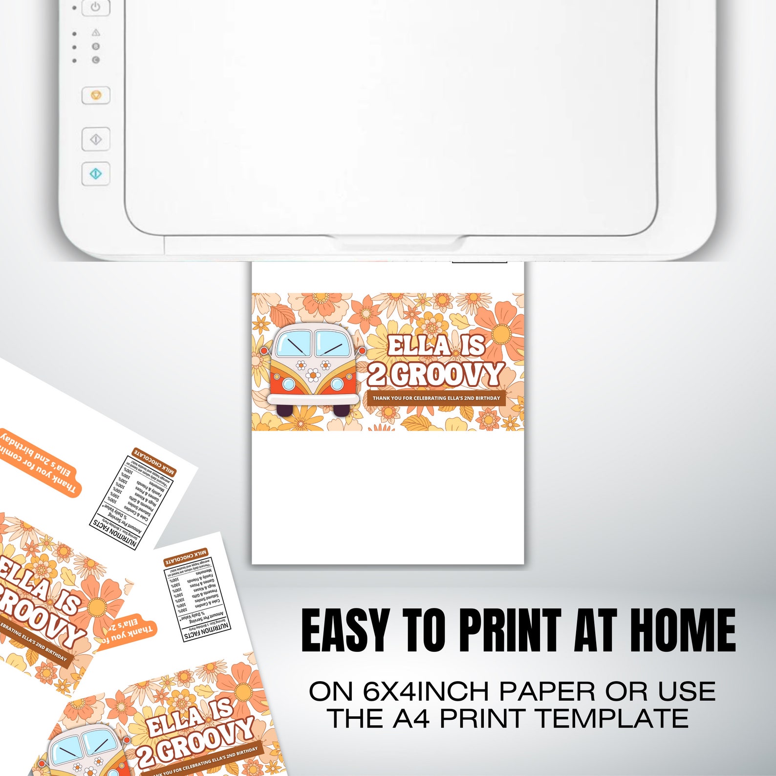 CANVA Two Groovy Chocolate Bar Wrapper TEMPLATE, 40g Aldi Chocolate ...