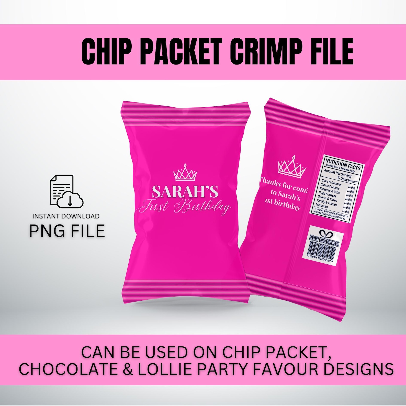 PNG Paper Crimp. Party Favor Crimps. Chip Bag Crimp. Candy Bar Label ...