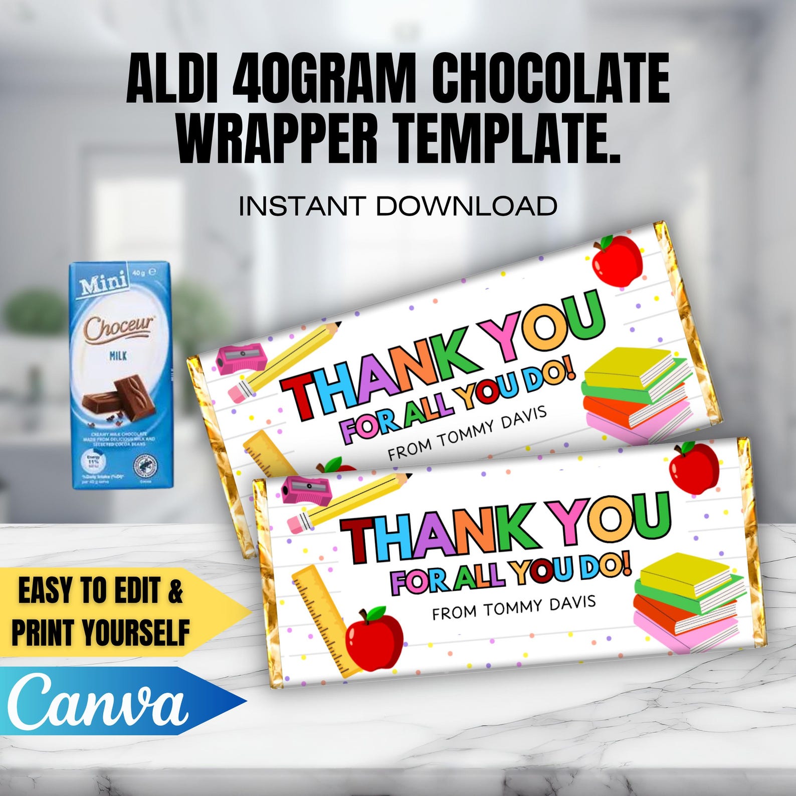 CANVA Teacher Appreciation Chocolate Wrapper Template, Teachers Gift ...