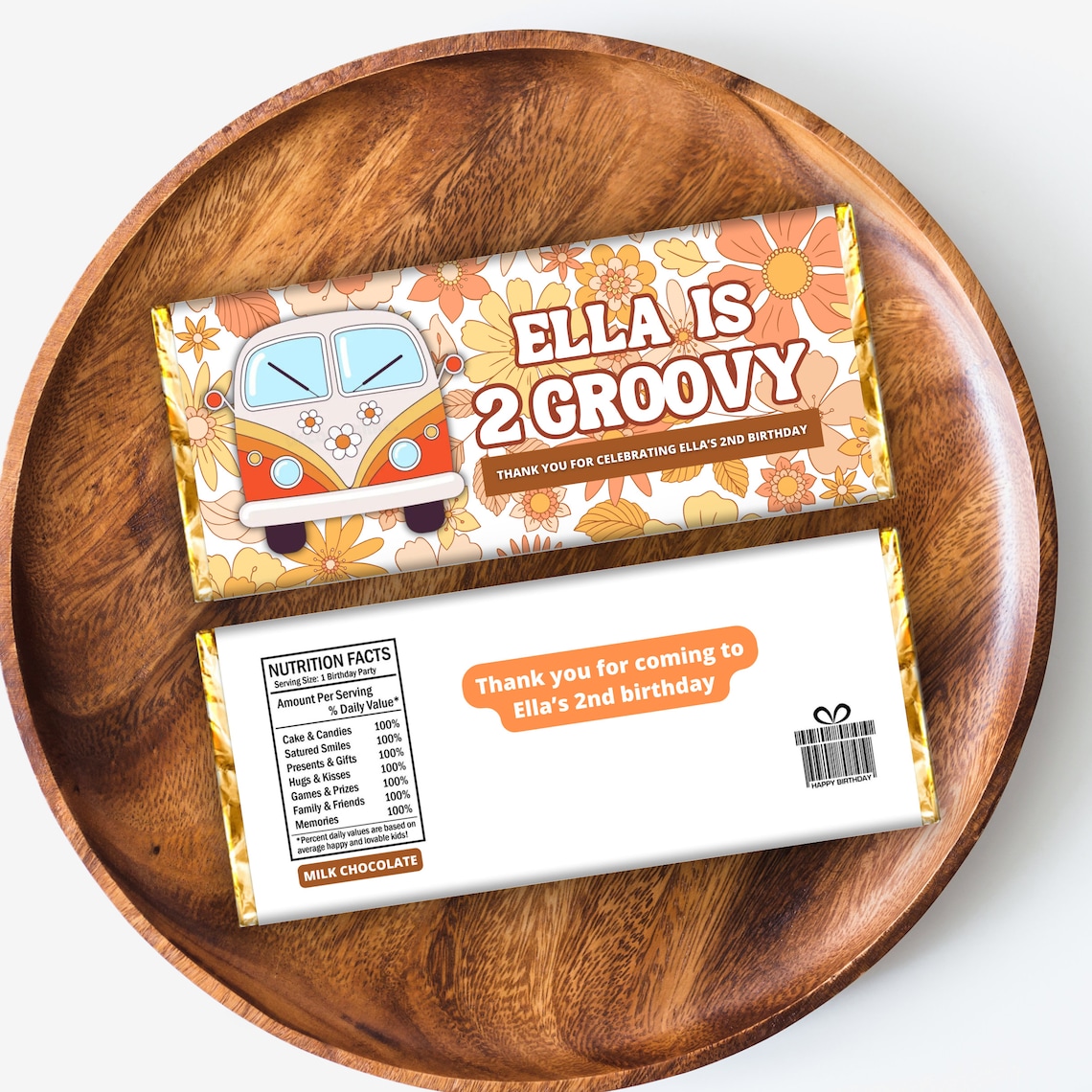 CANVA Two Groovy Chocolate Bar Wrapper TEMPLATE, 40g Aldi Chocolate ...