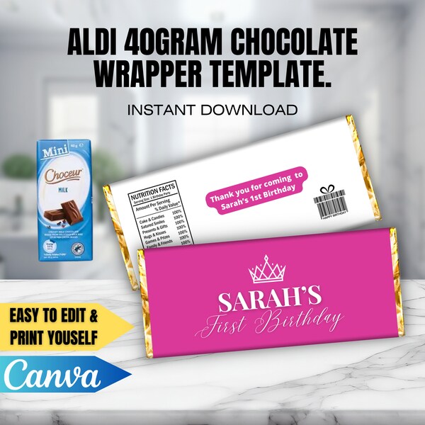 Aldi Chocolate Wrapper Template - Etsy Australia