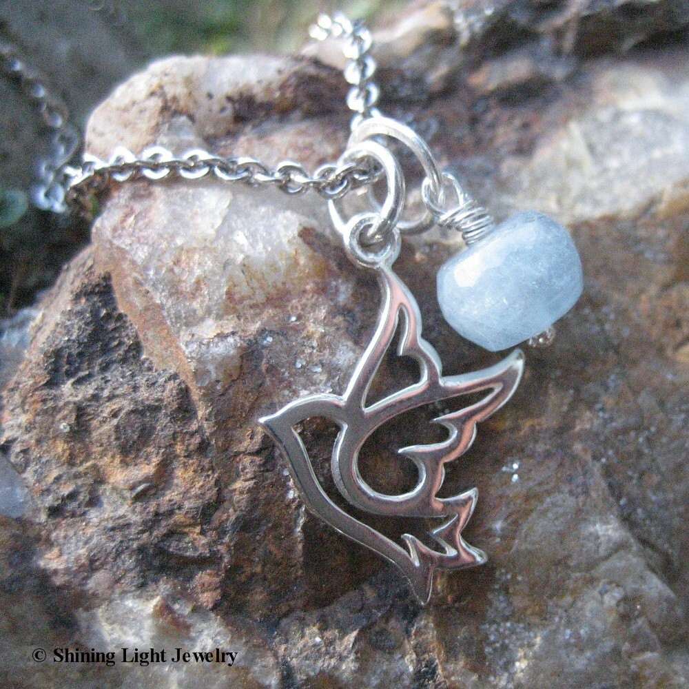 Blue Aquamarine Charm Aquamarine Necklace March Birthstone - Etsy