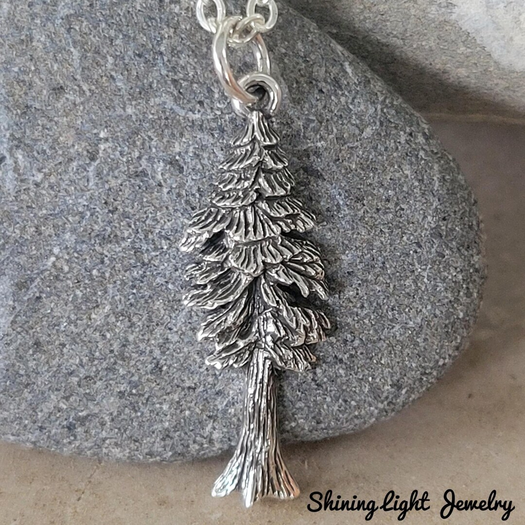 Sterling Silver Pine Tree Custom Length Necklace or Charm - Etsy