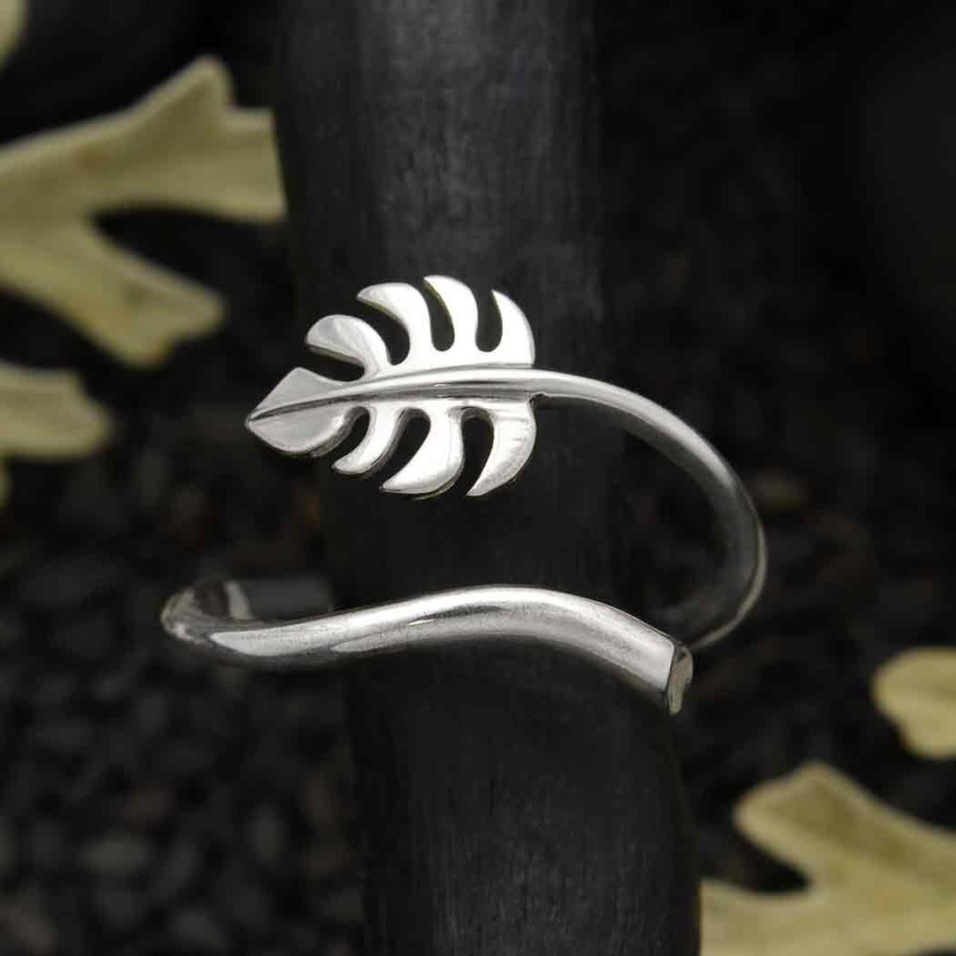 Sterling Silver Monstera Leaf Ring – Plant Lover Gift – Adjustable ...