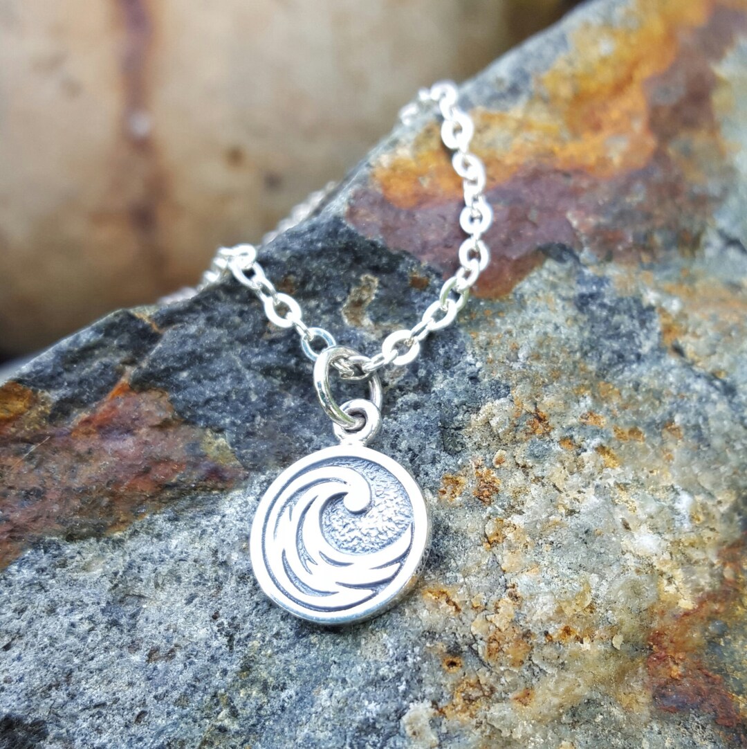 Water Element Necklace, Sterling Silver Wave Charm, Flow Healing ...