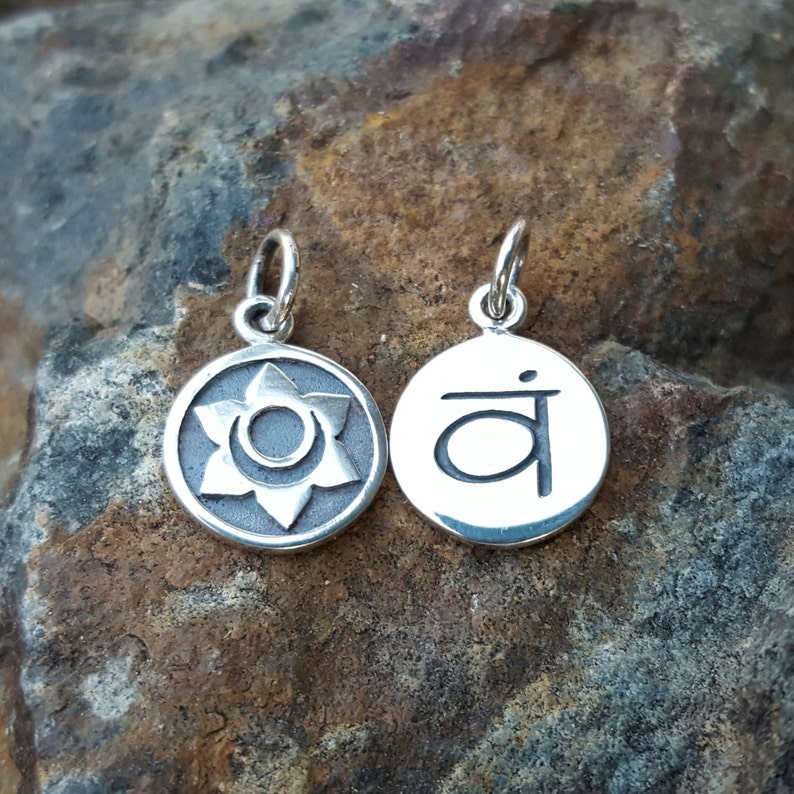 Second Chakra Symbol Charm Small Sterling Silver Double - Etsy