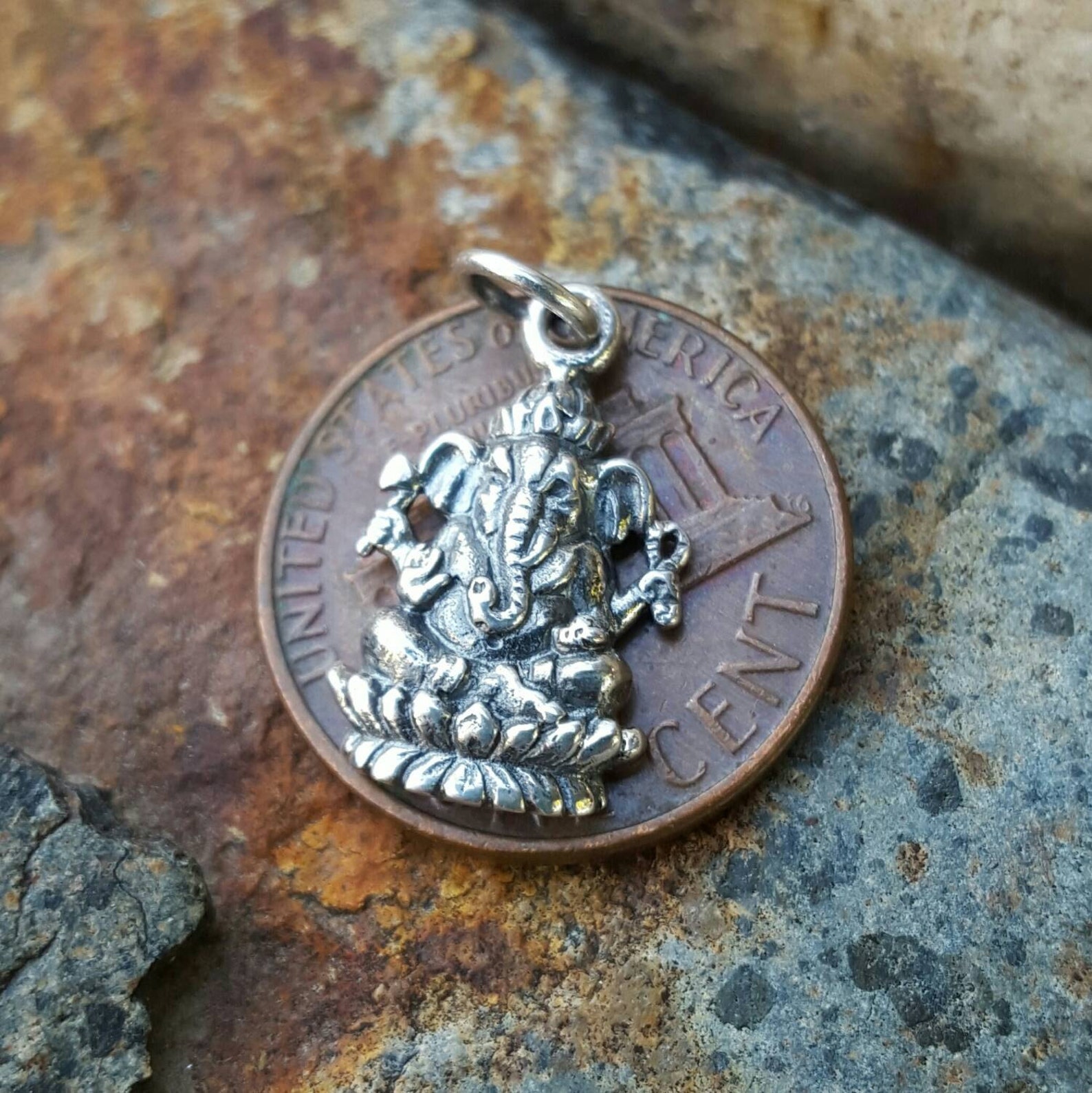 Ganesh Charm Sterling Silver Ganesh Necklace Yoga Jewelry - Etsy