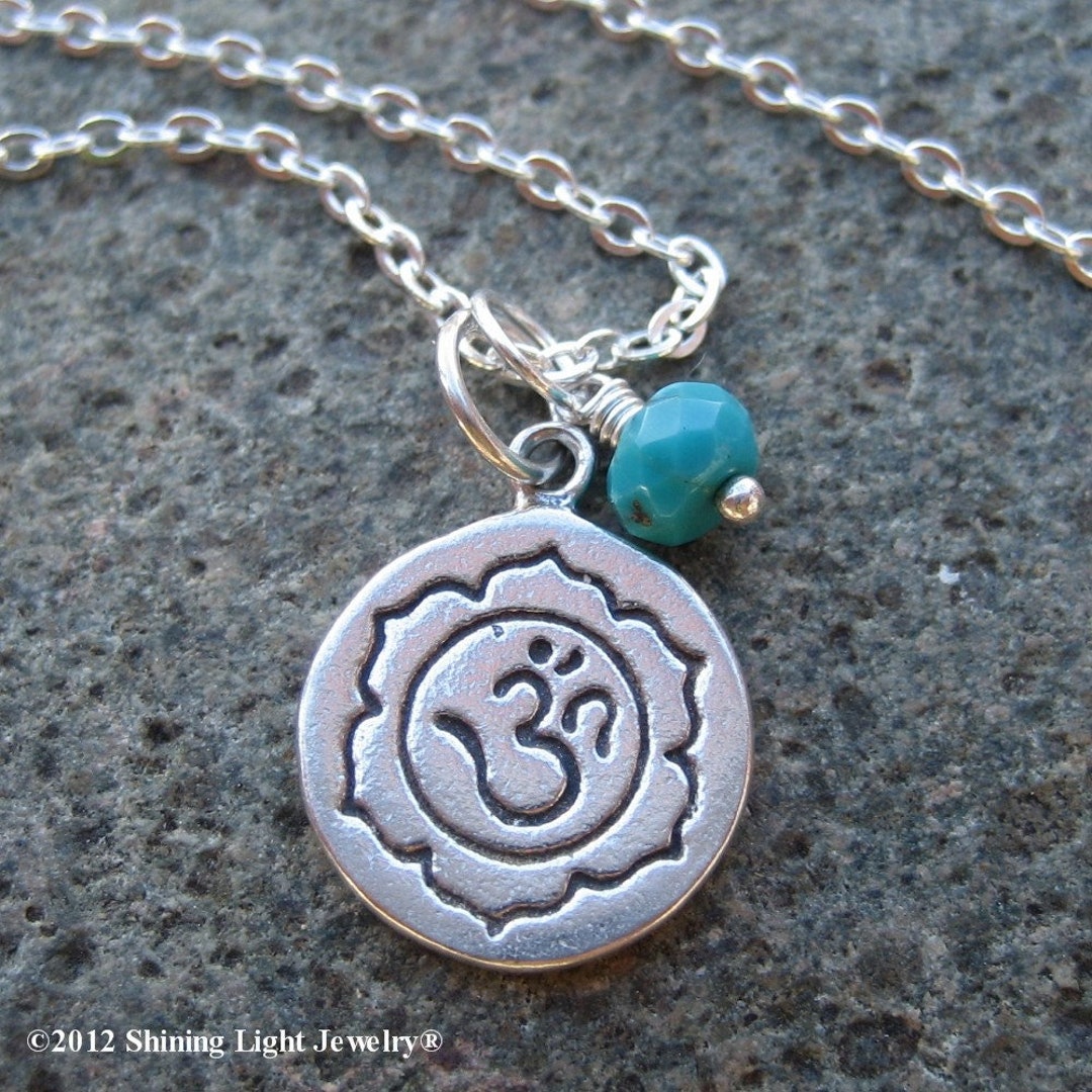 Om Chakra Flower Necklace or Charm - Sterling Silver Om Symbol - Yoga ...