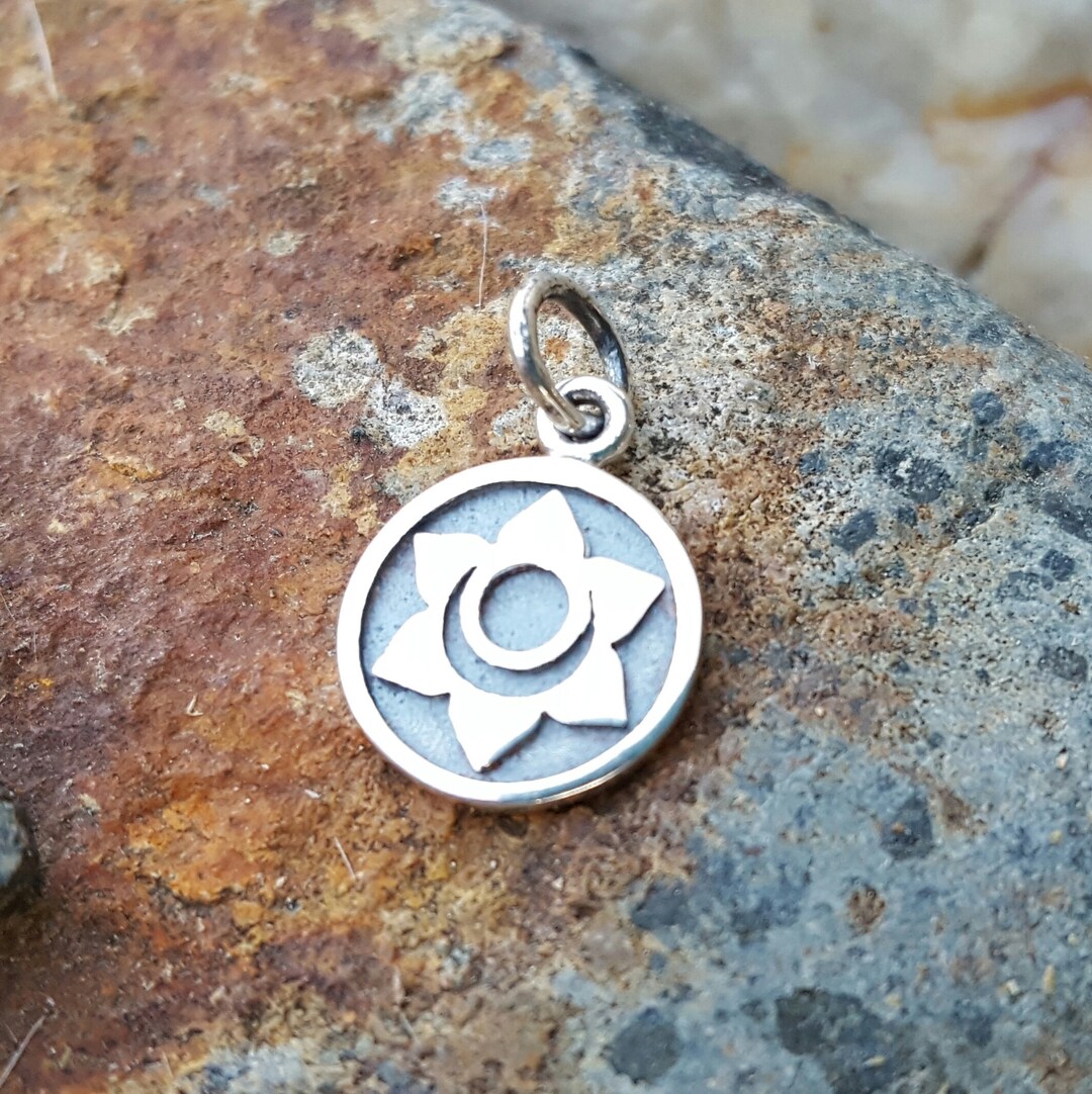 Second Chakra Symbol Charm - Small Sterling Silver - Double Sided With ...