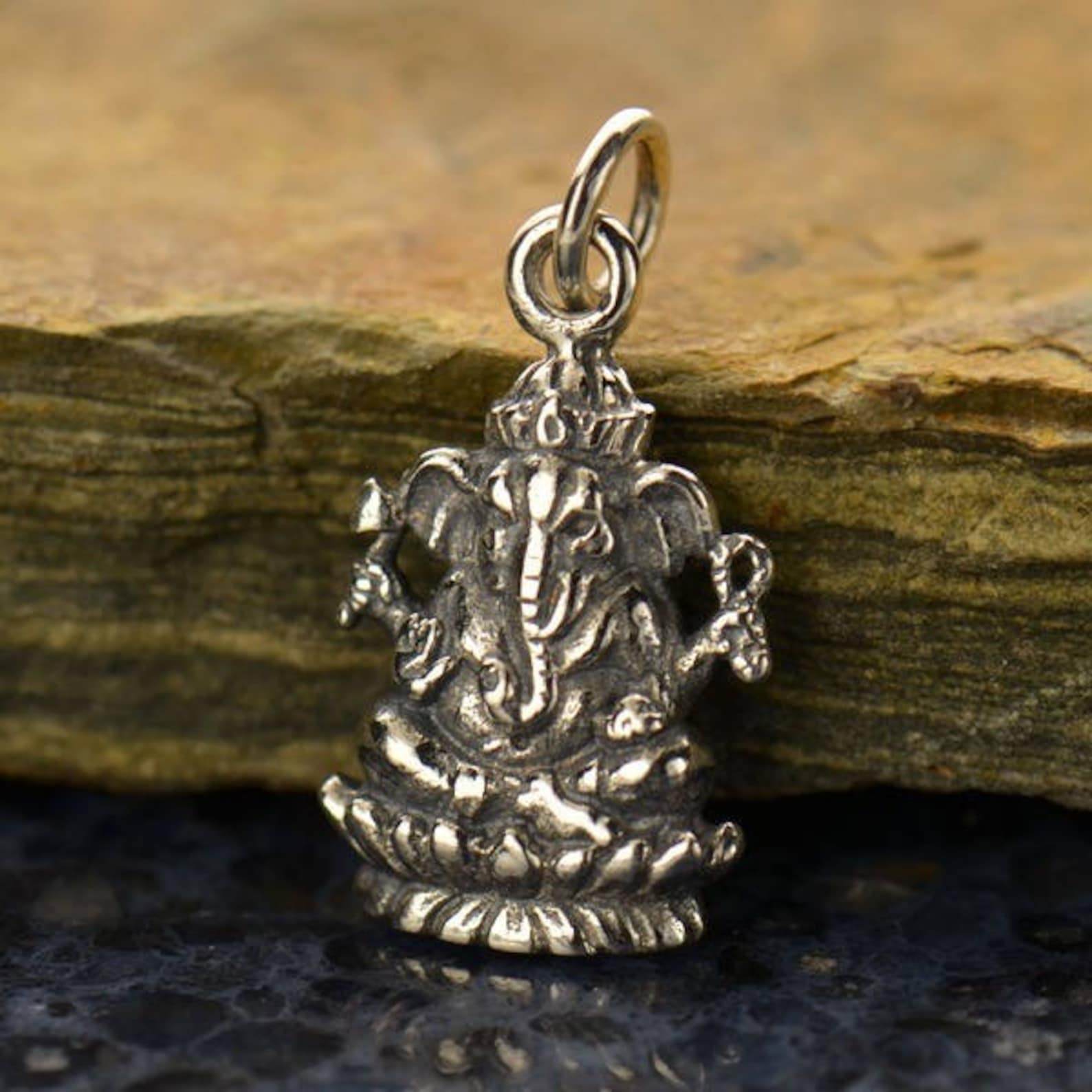 Ganesh Charm Sterling Silver Ganesh Necklace Yoga Jewelry - Etsy
