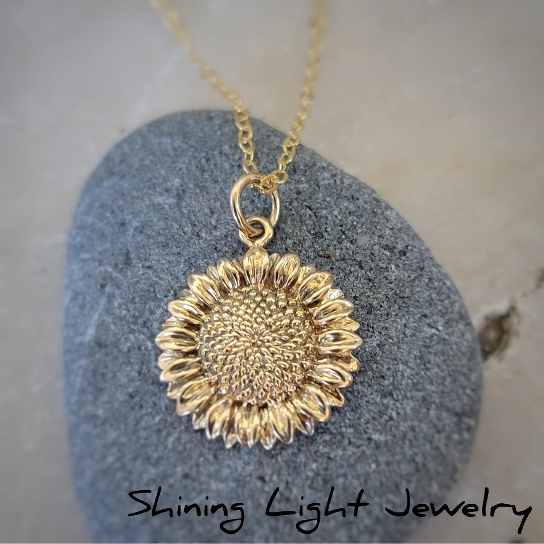 Bronze Sunflower Necklace: Gold Filled Chain, Gardener Gift - Etsy