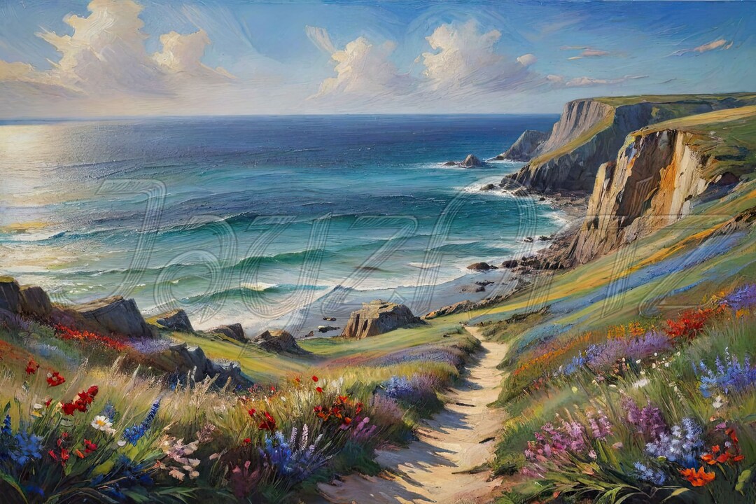 English Coastal Path Palette Knife Pop Collection Original Wall Art ...