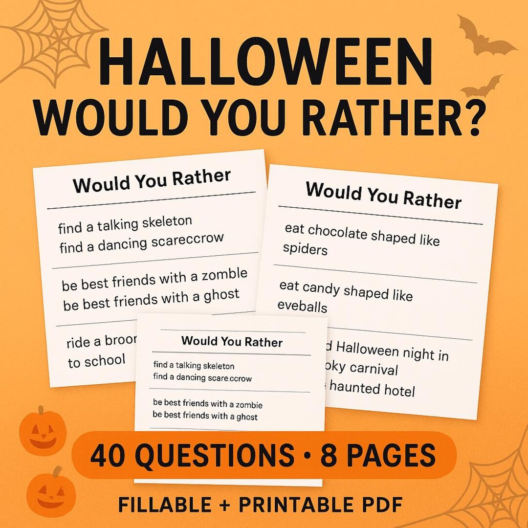 Halloween Would You Rather Bundle – 8 Pages, 40 Questions, Printable ...