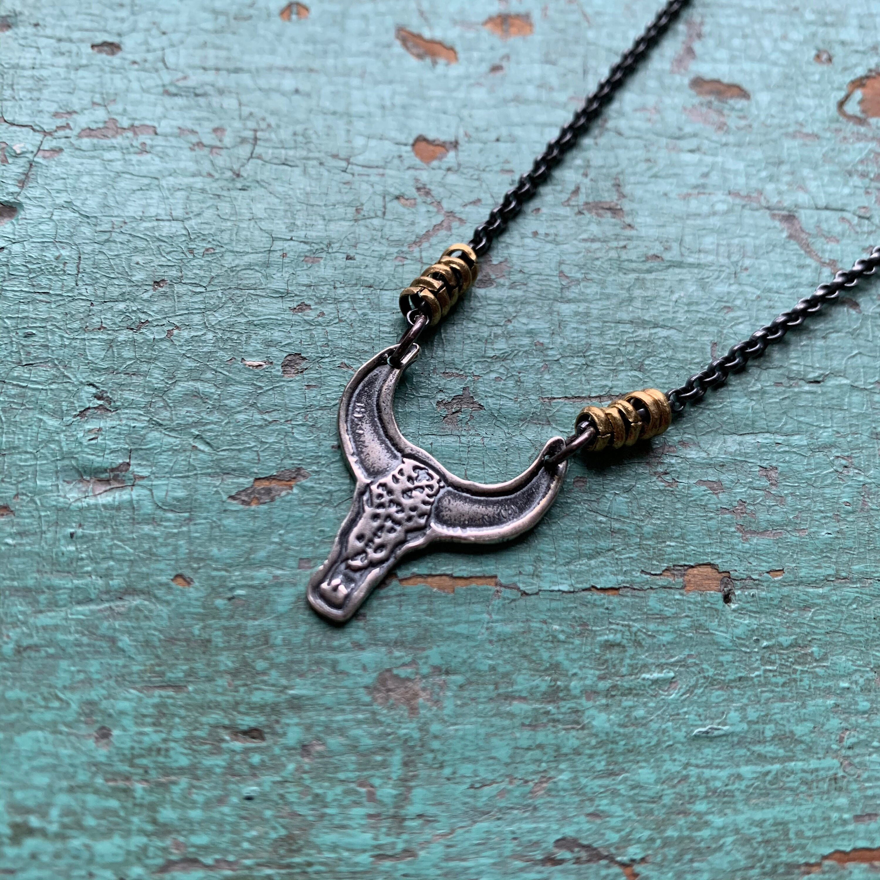 Tiny Sterling Bull Pendant | Etsy