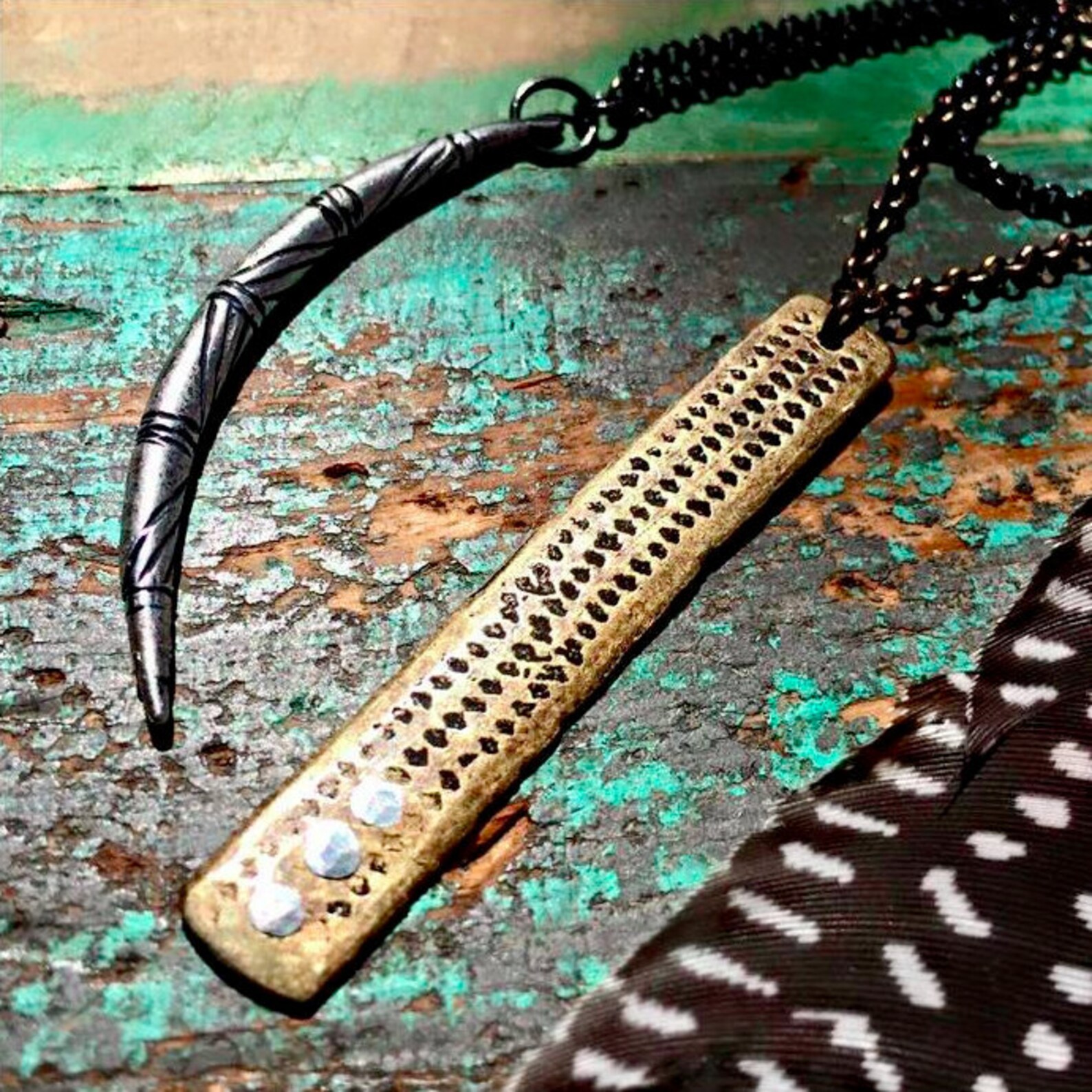 Riveted Brass Relic Necklace | Etsy