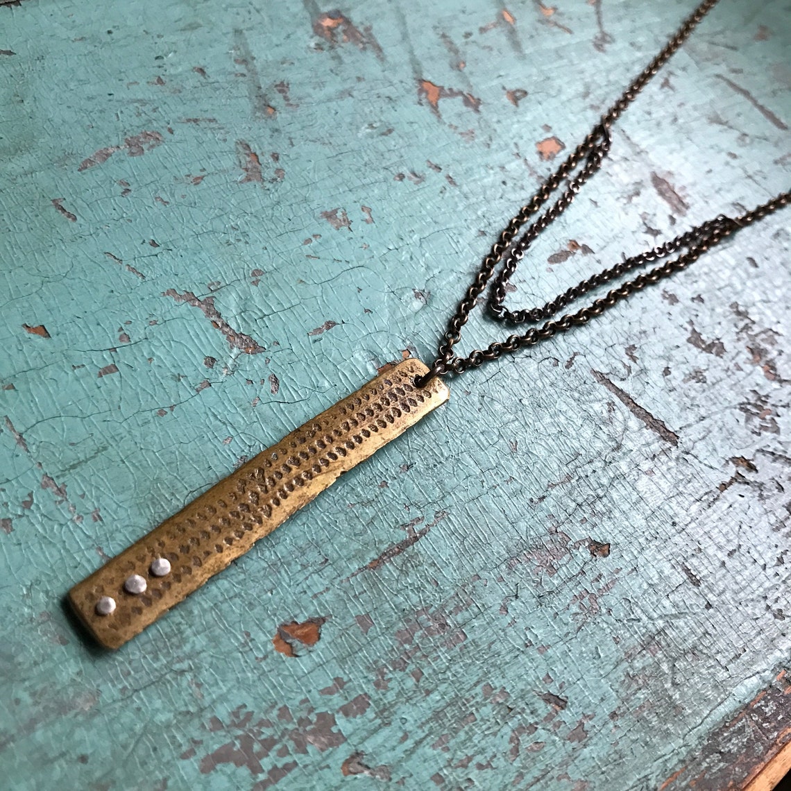 Riveted Brass Relic Necklace | Etsy