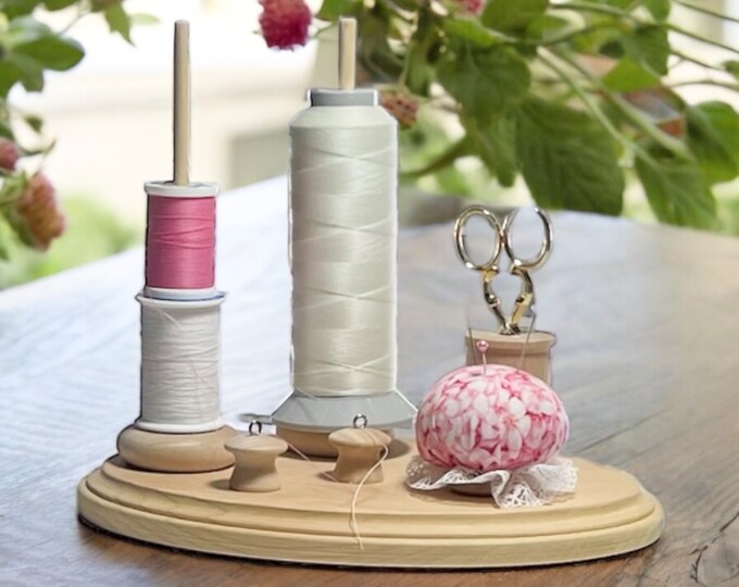 Double Thread Holder Red Floral, Seamstress Gift, Spool Holder With ...
