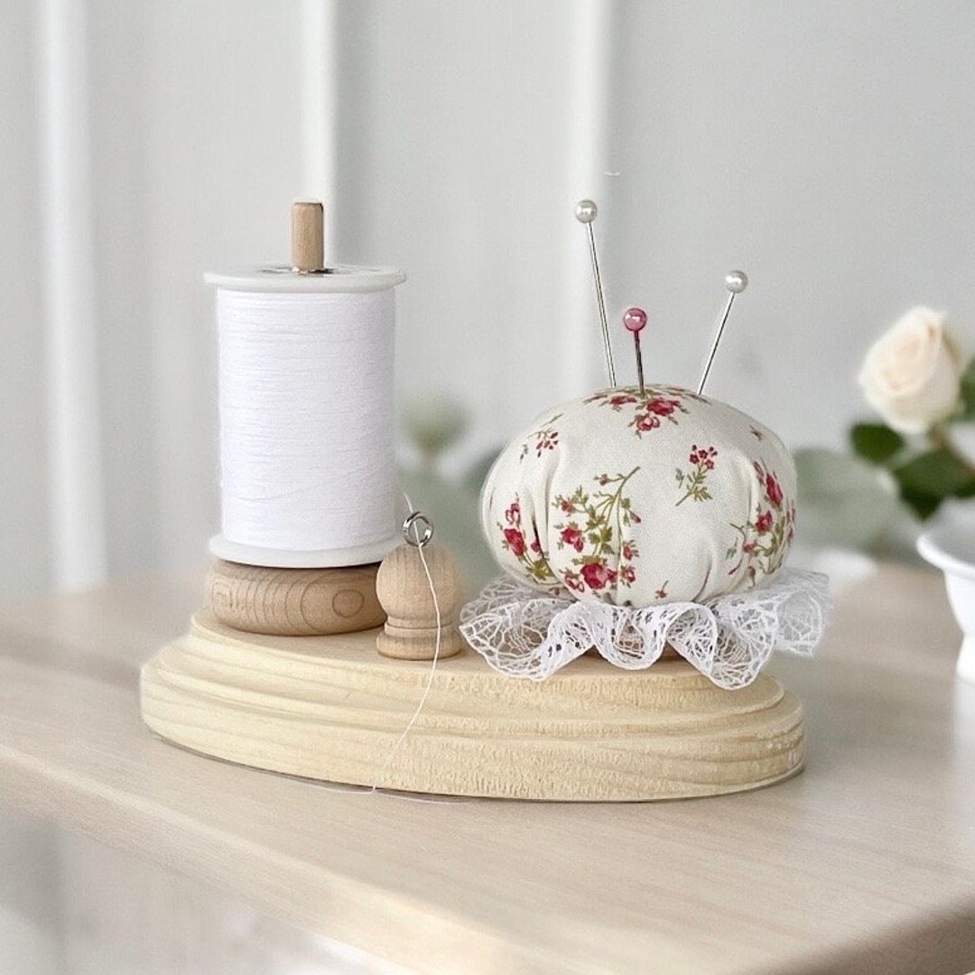 Mini Thread Holder With Small Red Roses, Seamstress Gift, Thread Stand ...