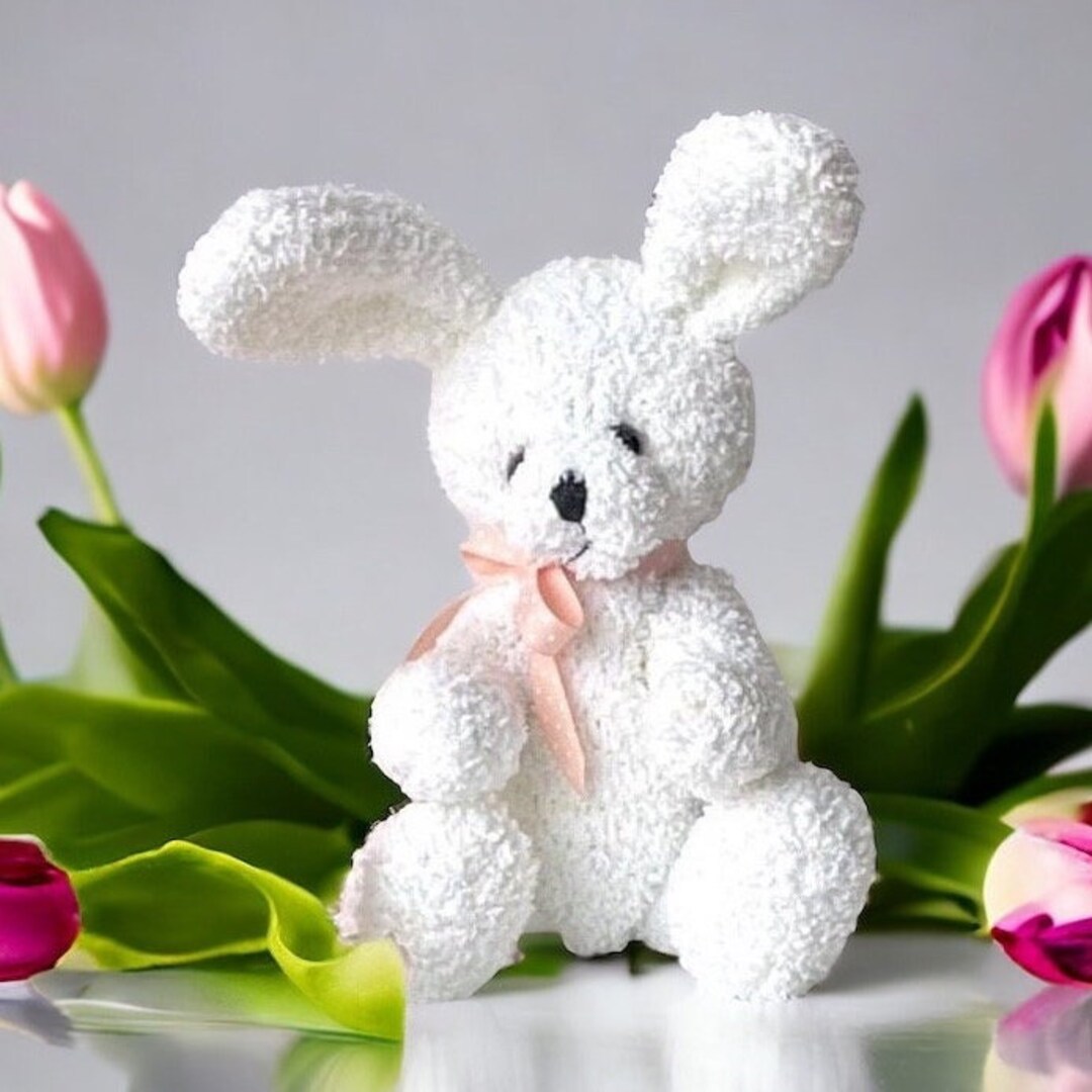 Bunny Rabbit 10-1/2 in White, Jointed Bunny Rabbit, Hand Knitted ...