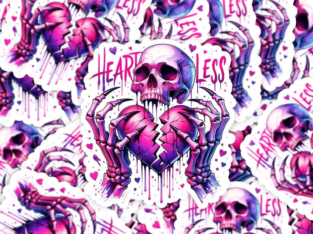 Heartless Skull Sticker, Skull Sticker, Funny Skull Sticker, Heartless ...