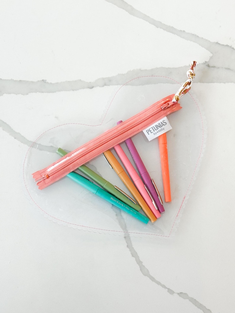 Clear Heart Zipper Pouch: Jelly Vinyl Cosmetic Travel Bag - Etsy