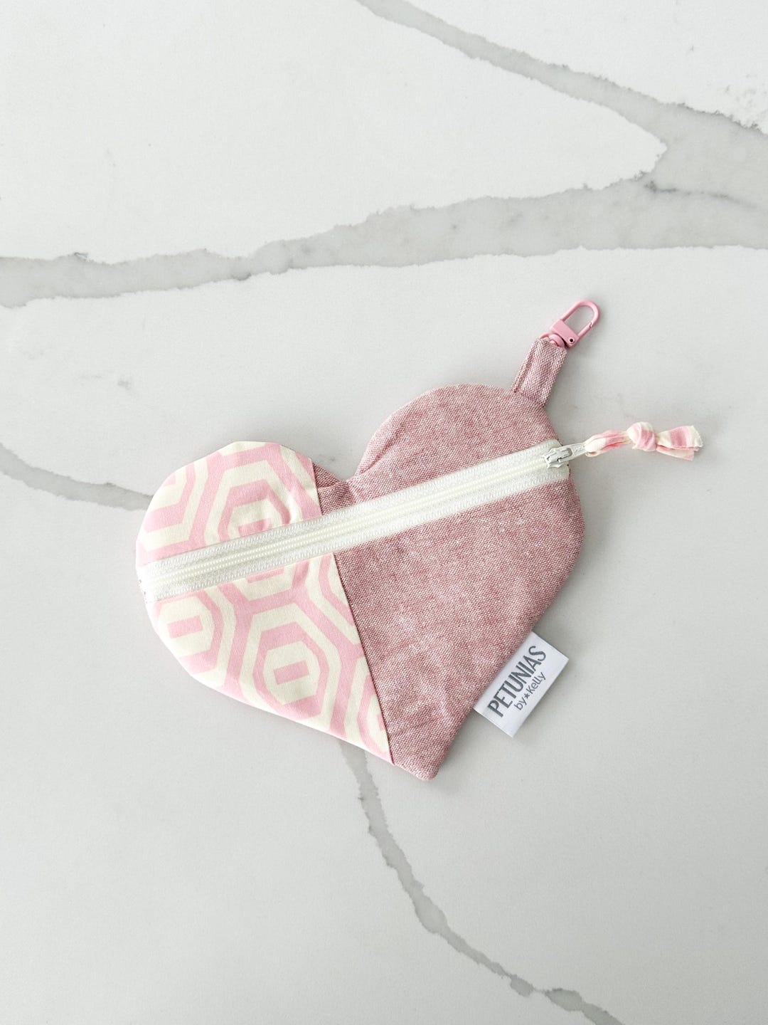 Heart Shape Zipper Pouch the ICKY Bag Wetbag PETUNIAS by Kelly Pink Geo ...