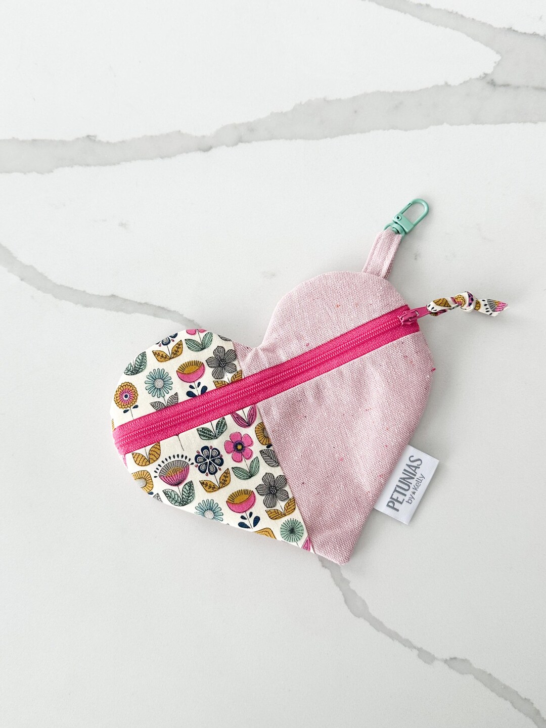 Heart Shape Zipper Pouch the ICKY Bag Wetbag PETUNIAS by Kelly Pink ...