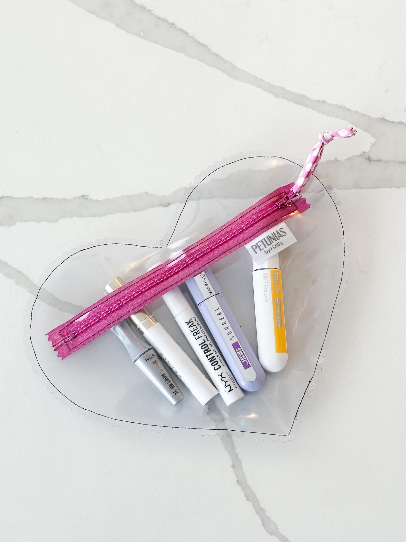 Clear Heart Zipper Pouch: Jelly Vinyl Cosmetic Travel Bag - Etsy