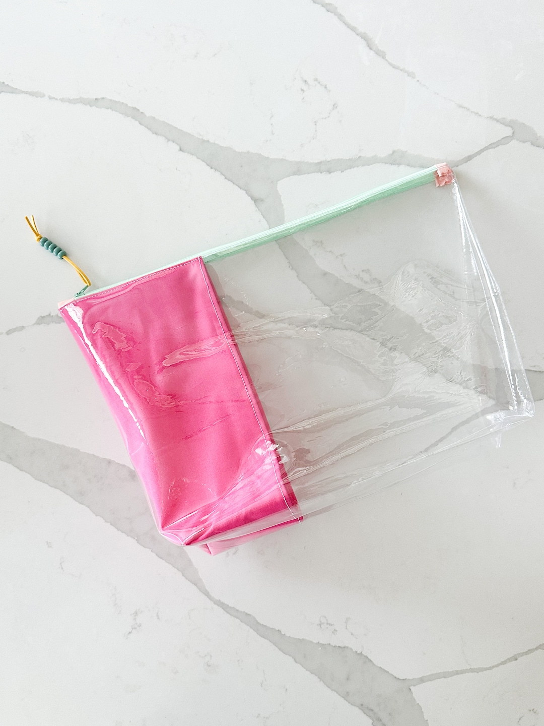 Clear Vinyl Zipper Pouch With Colorful Fabric Accents | Handmade ...